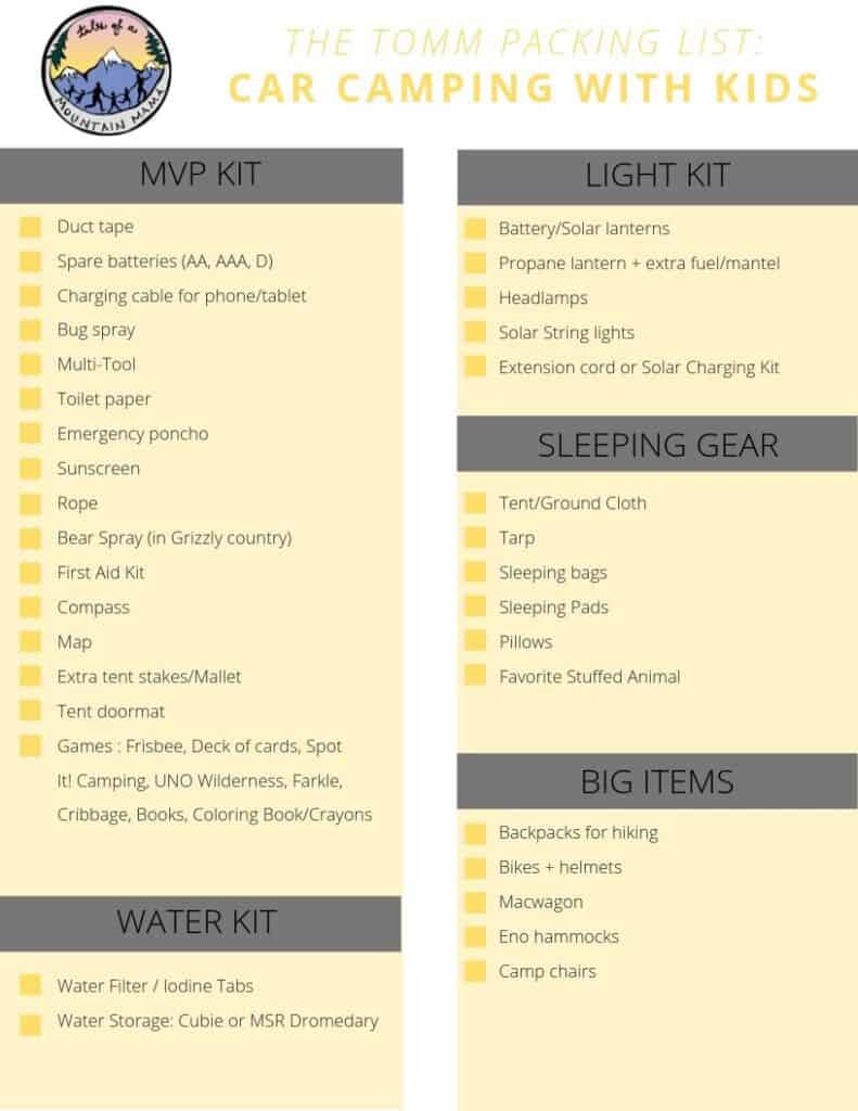 Our Definitive Packing List for Car Camping with the Kids - Tales of a ...